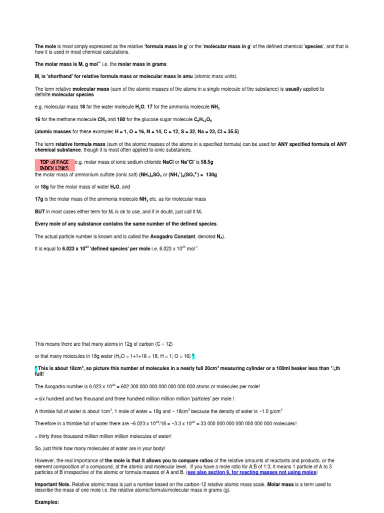 Avogadro's Constant | PDF | Mole (Unit) | Molecules