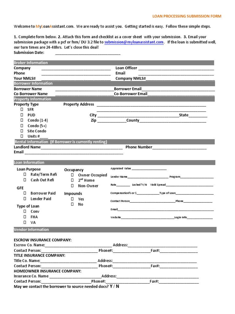 Mortgage Loan Processing Checklist | PDF | Finance & Money Management