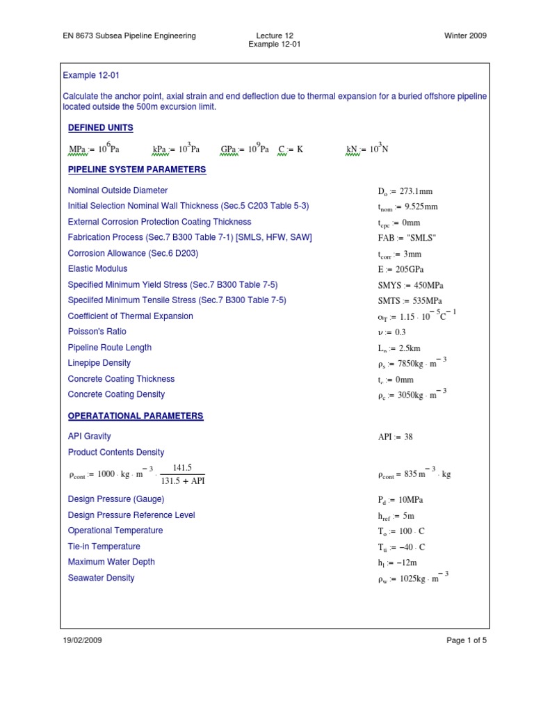 2009W ENGI 8673 L12 Ex 01 Mathcad PDF | PDF