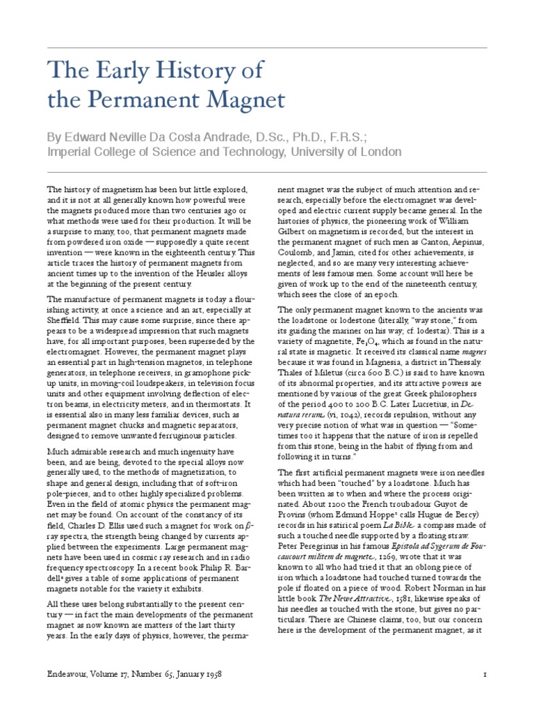 EARLY MAGNETS | PDF | Magnet | Magnetism