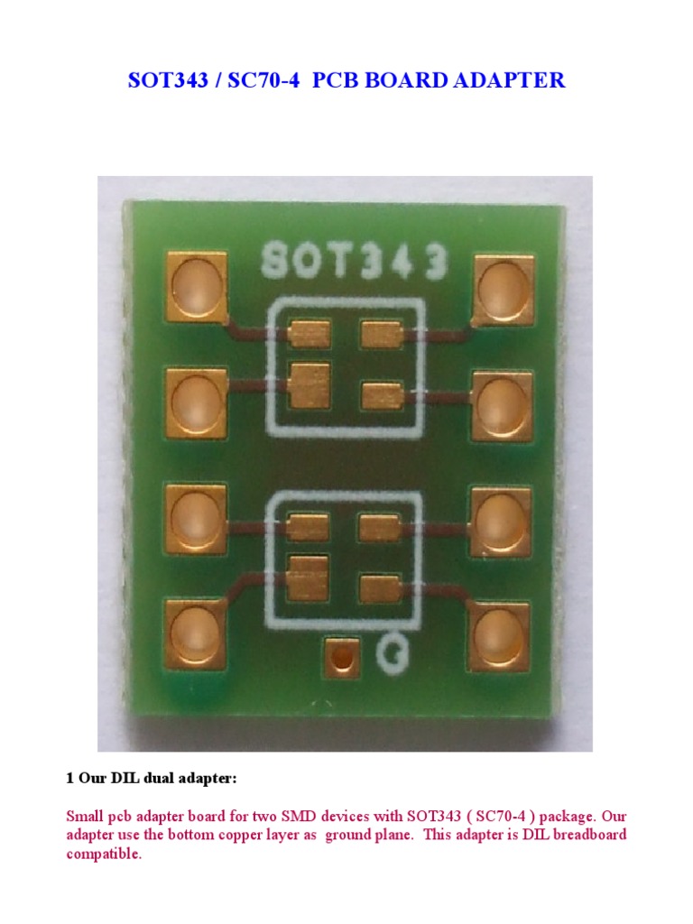 Sot343 / SC70-4 PCB Board Adapter Dil Compatible | PDF | Technology & Engineering