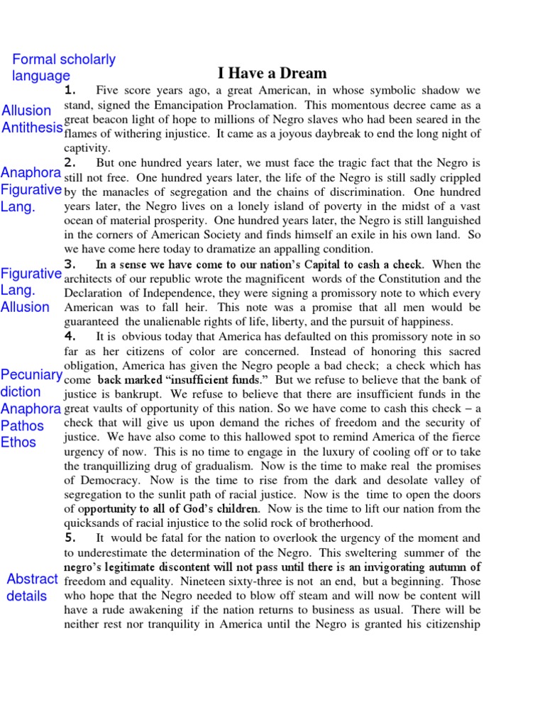 Martin Luther King Jr.'s I Have A Dream Speech | PDF | Society ...