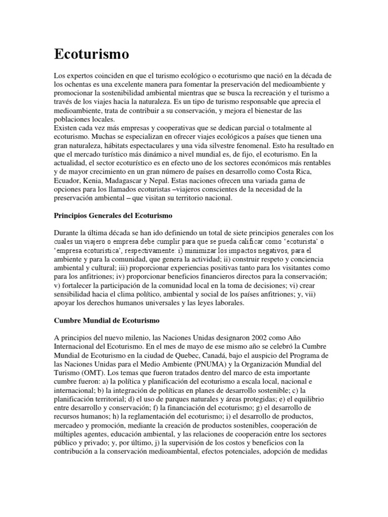 Ecoturismo: Principios y Retos Globales | PDF | Islas Galápagos | Turismo