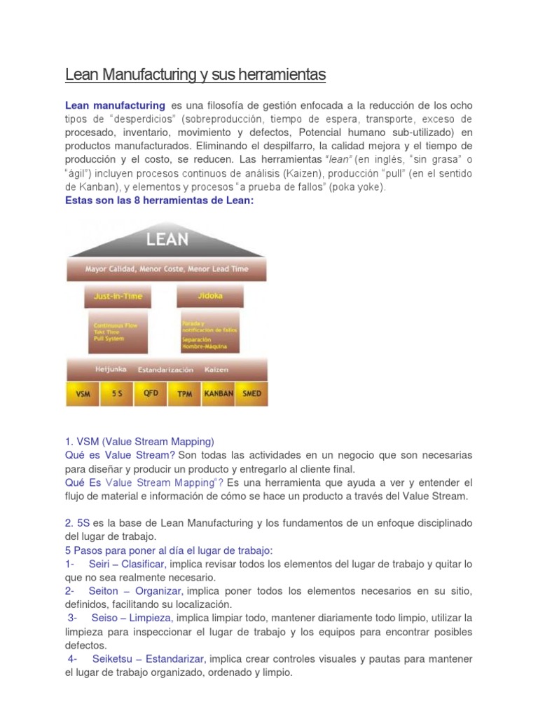 Lean Manufacturing y Sus Herramientas | PDF | Lean Manufacturing ...