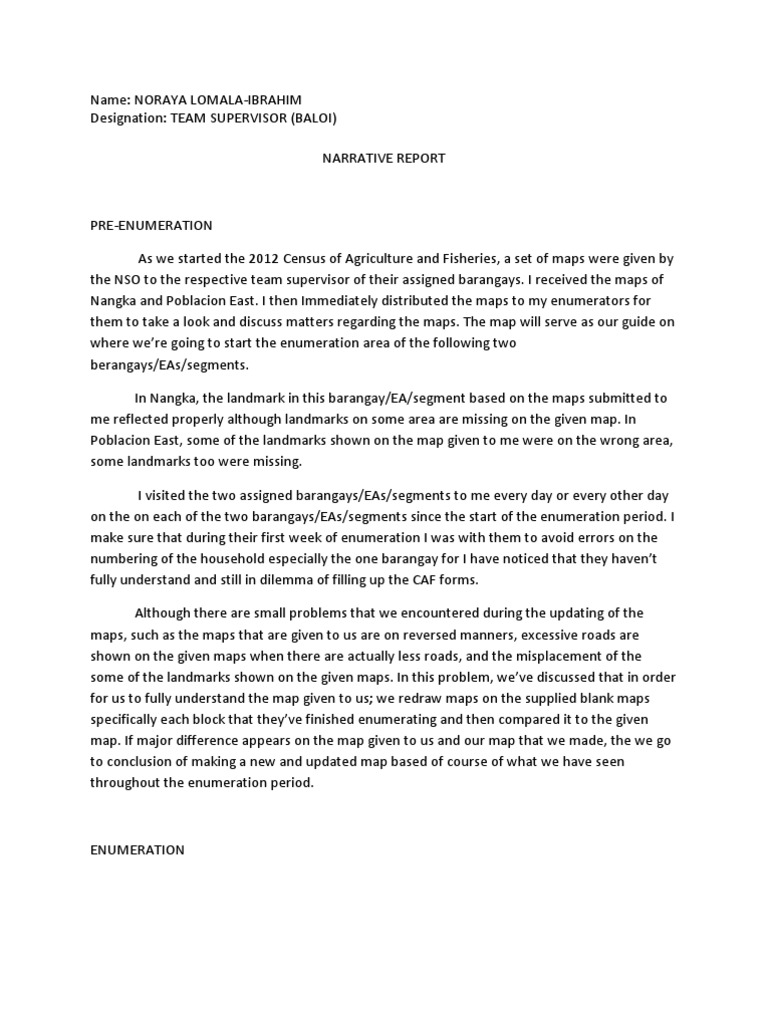 Census Report Narrative | PDF | Census