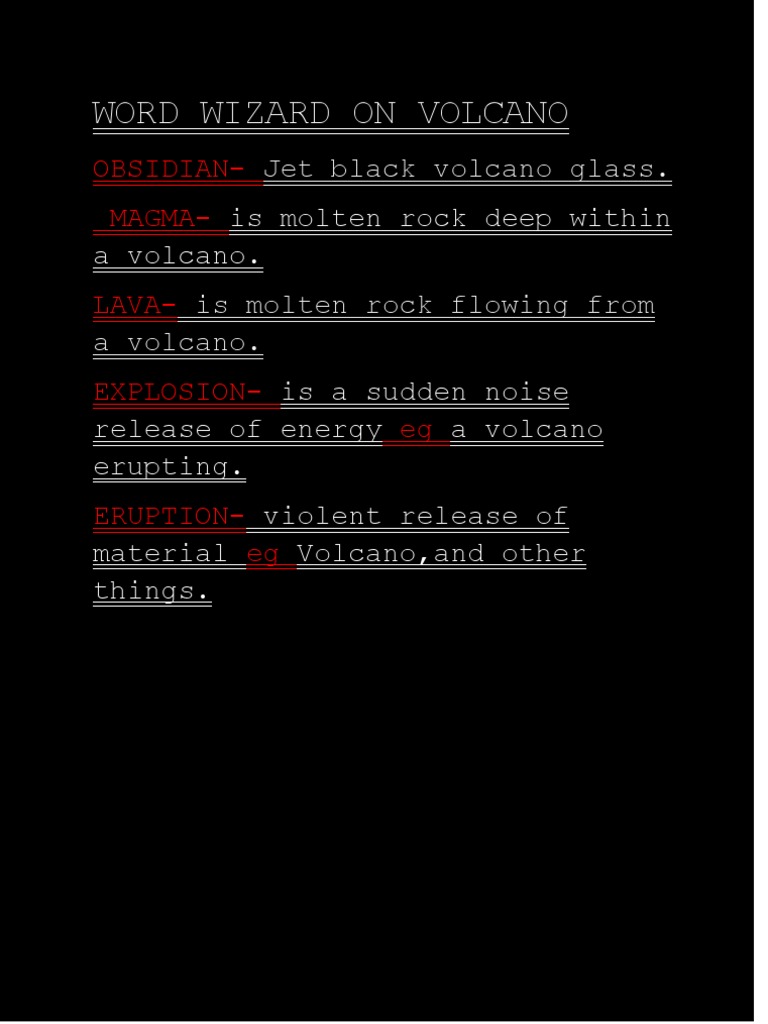Volcano Terminology Explained | PDF