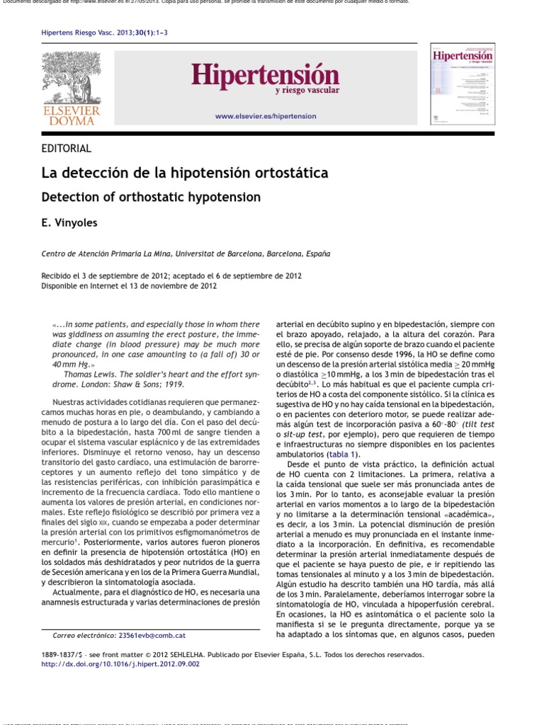 Hipotension Ortostatica PDF | PDF | Hipertensión | Medicina