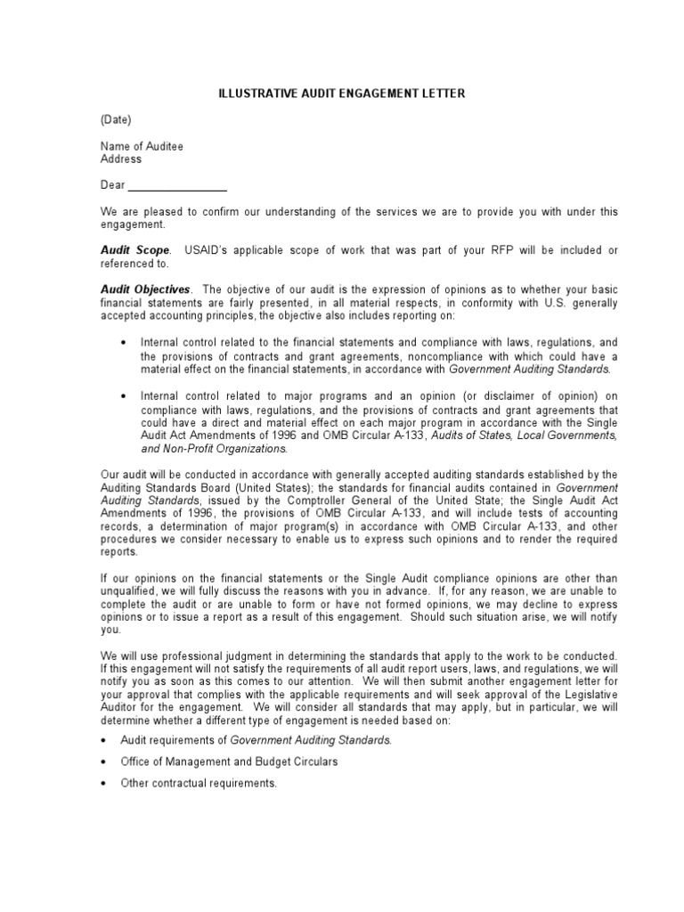 Sample Engagement Letter | Download Free PDF | Internal Control | Audit