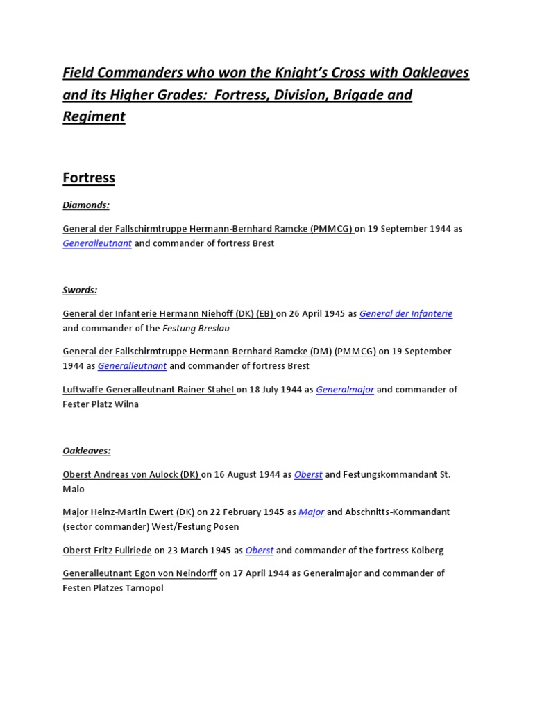 WWII German Military Leaders | PDF | Waffen Ss | Military Rank