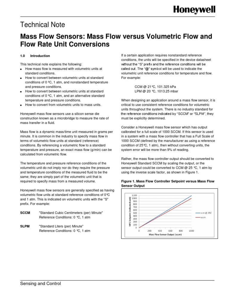 Mass Flow Vs Volumetric Flow and Unit Conversion - TN - 008043-2-En ...