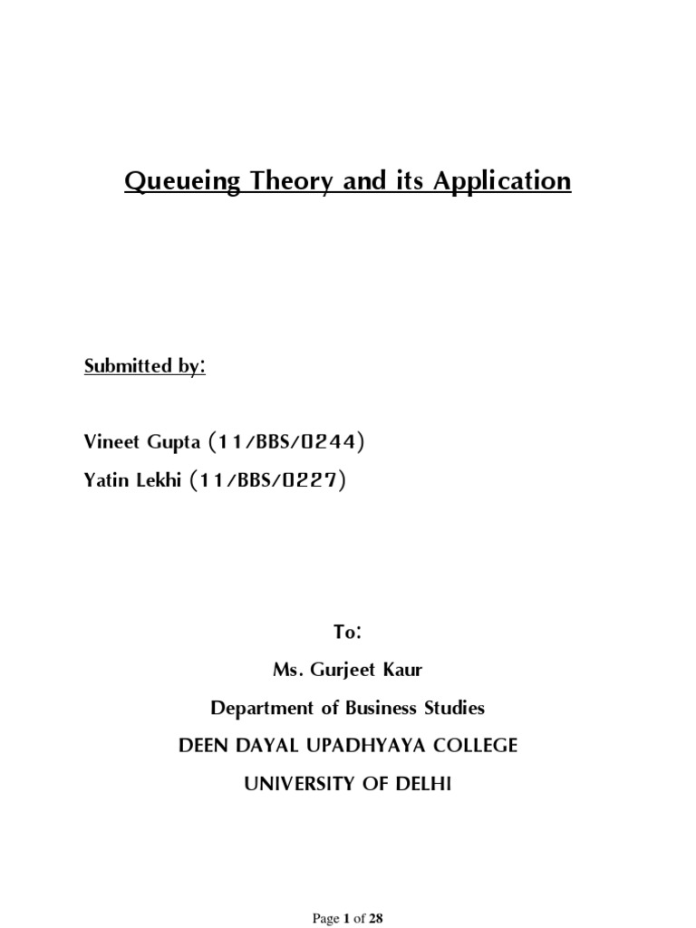 Queueing Theory and its Application in Telephony and Restaurants | PDF ...