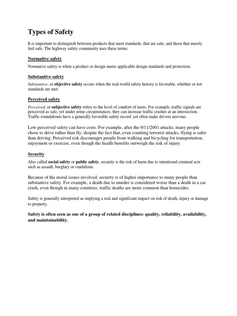 Types of Safety | PDF | Safety | Prevention