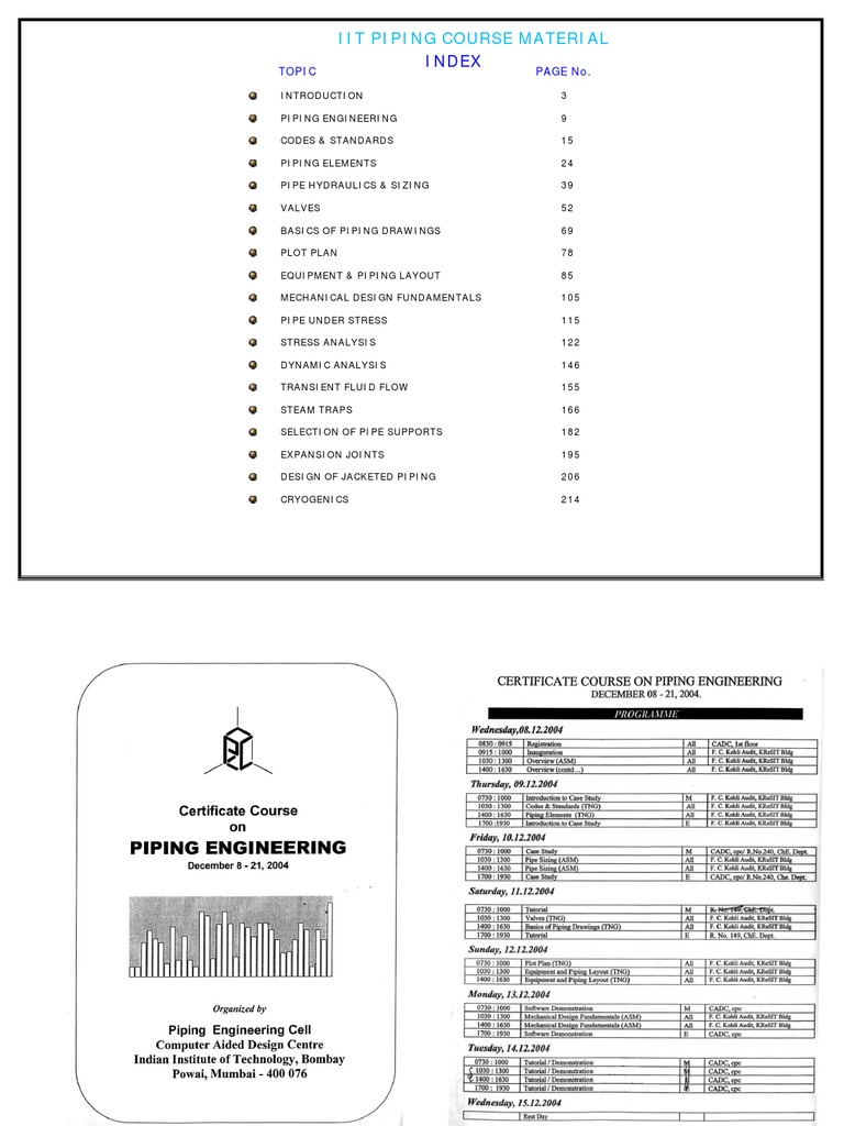 Certificate Cource On Piping Engineering - IIT PDF | PDF