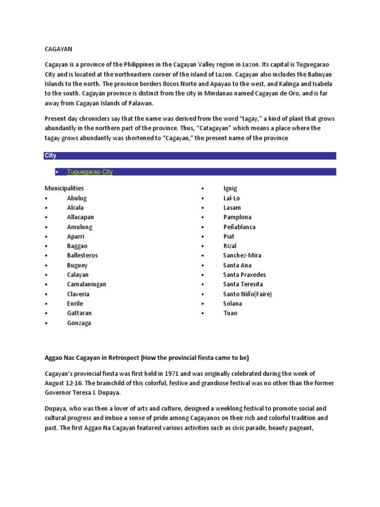 Cagayan | PDF | Agriculture | Languages