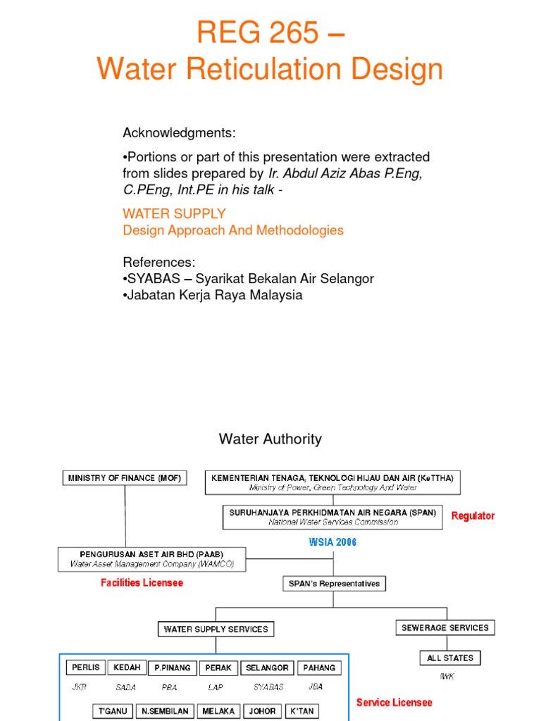 REG 265 water reticulation