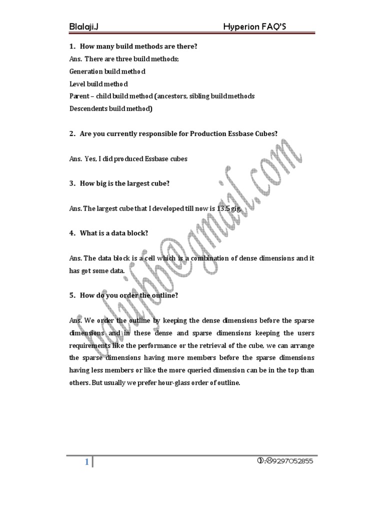 Essbase Interview Questions | PDF | Backup | Database Transaction