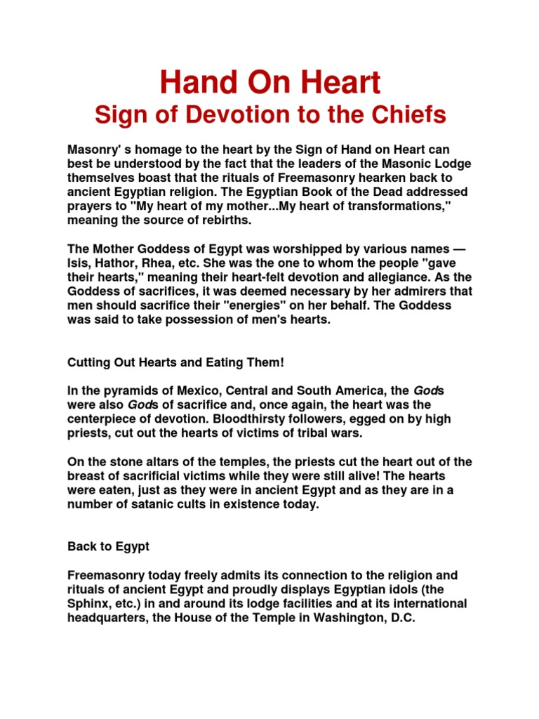 Hand On Heart | PDF | Goddess | Freemasonry