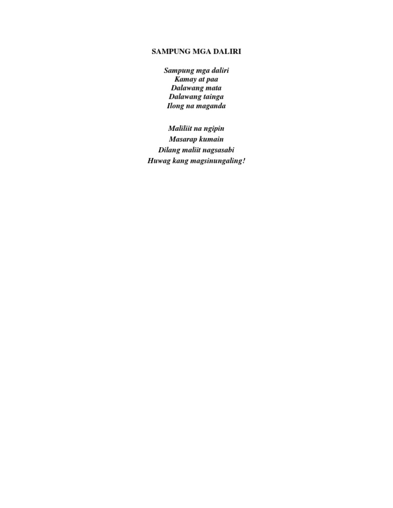Sampung Mga Daliri | PDF