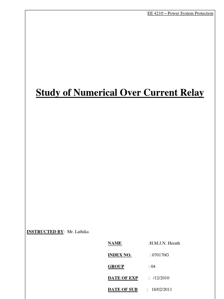 Numeric Over Current Relay | PDF | Relay | Inductor