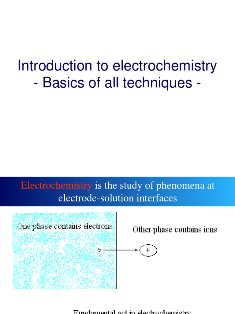 Electrochemistry Basics & Techniques | PDF | Electrochemistry | Redox