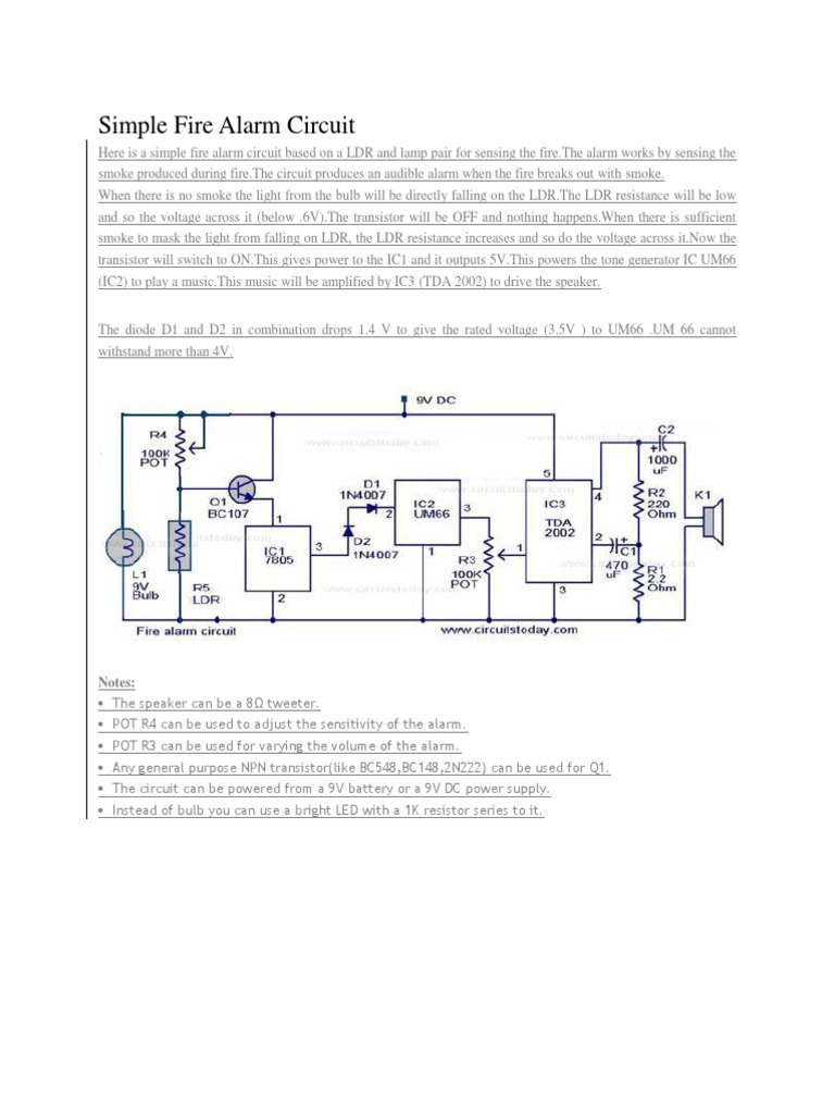 Simple Fire Alarm Circuit | Download Free PDF | Electronic Circuits ...