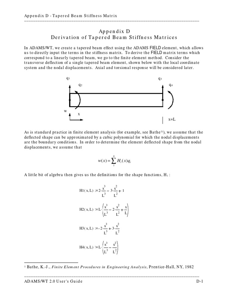 Derivation Tapered Beam Stiffnss Matrix | Stiffness | Matrix (Mathematics)