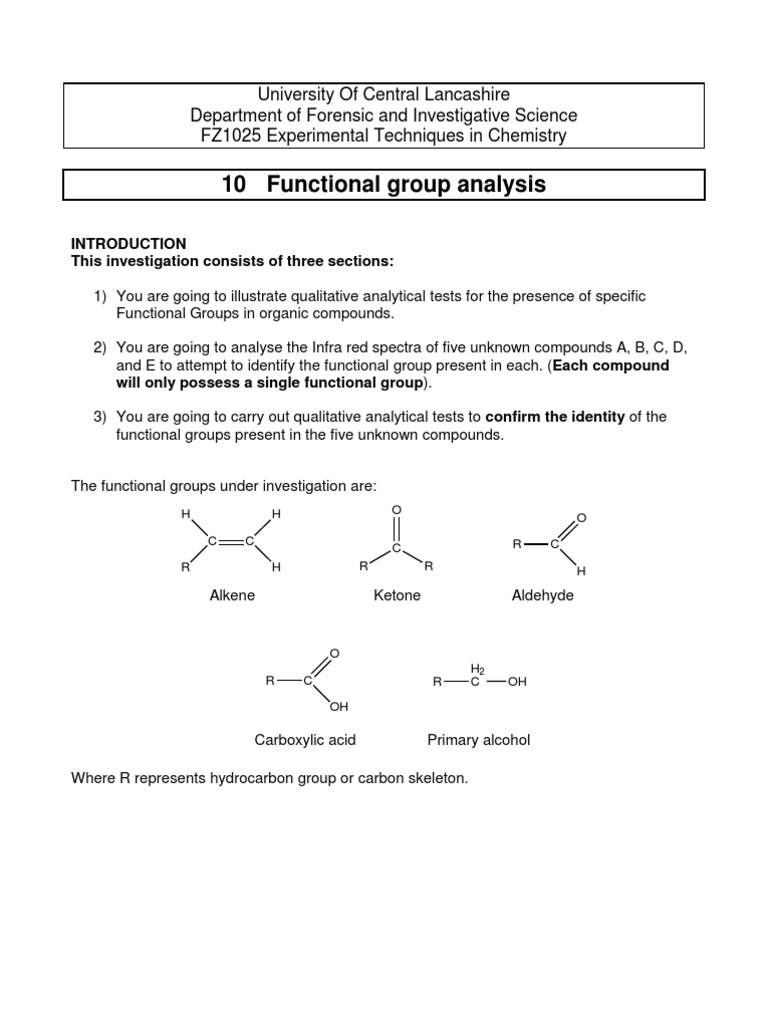 10.functional Group Analysis | PDF | Aldehyde | Functional Group