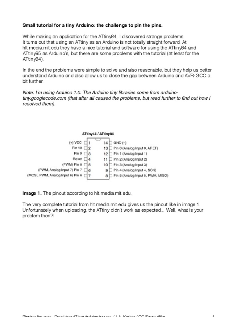 Attiny84 Tutorial | PDF | Arduino | Electronics