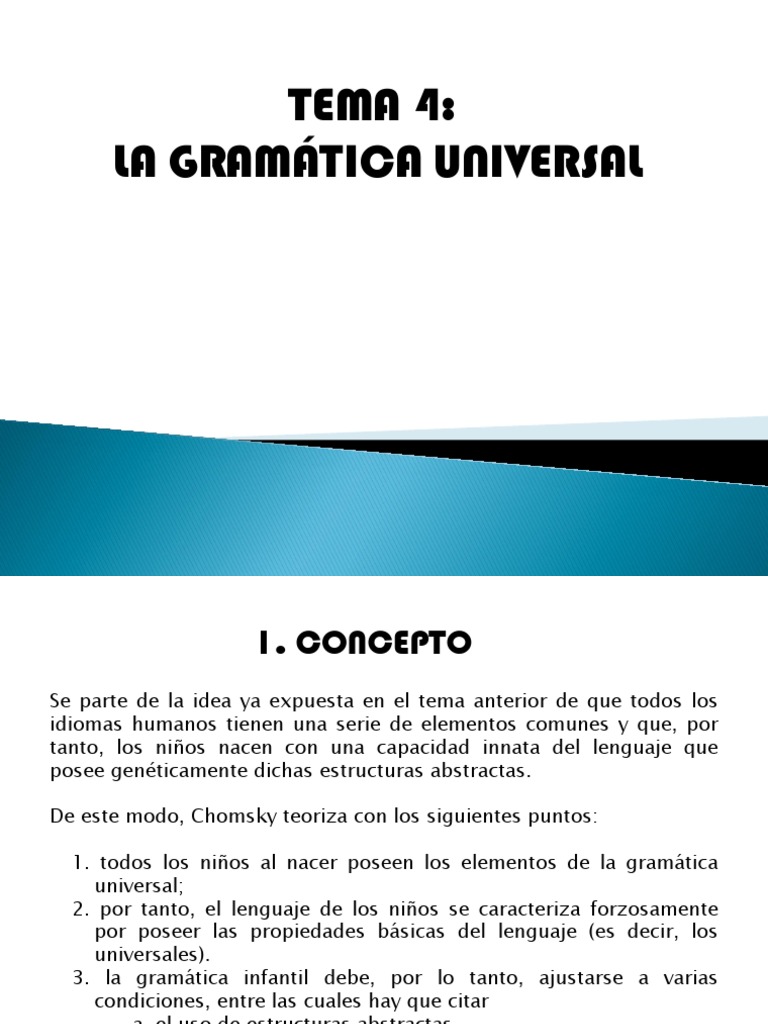Tema 4. La Gramatica Universal | PDF | Palabra | Oración (Lingüística)
