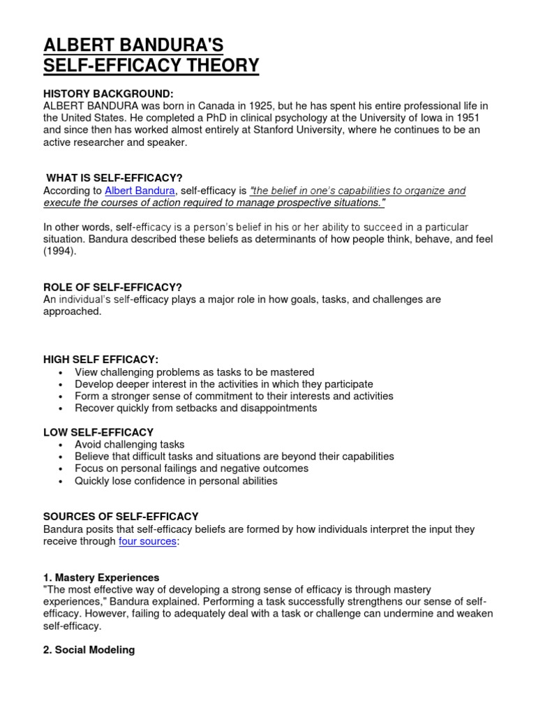 Albert Bandura | PDF | Self Efficacy | Metaphysics Of Mind