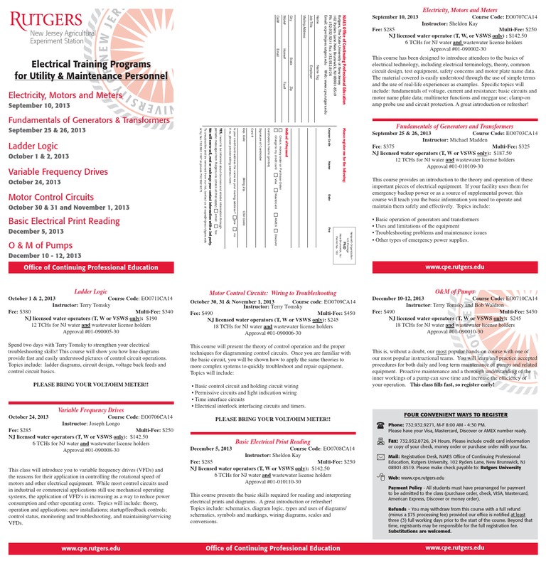 Electrical Training Courses at Rutgers - Fall 2013 | PDF | Visa Inc ...