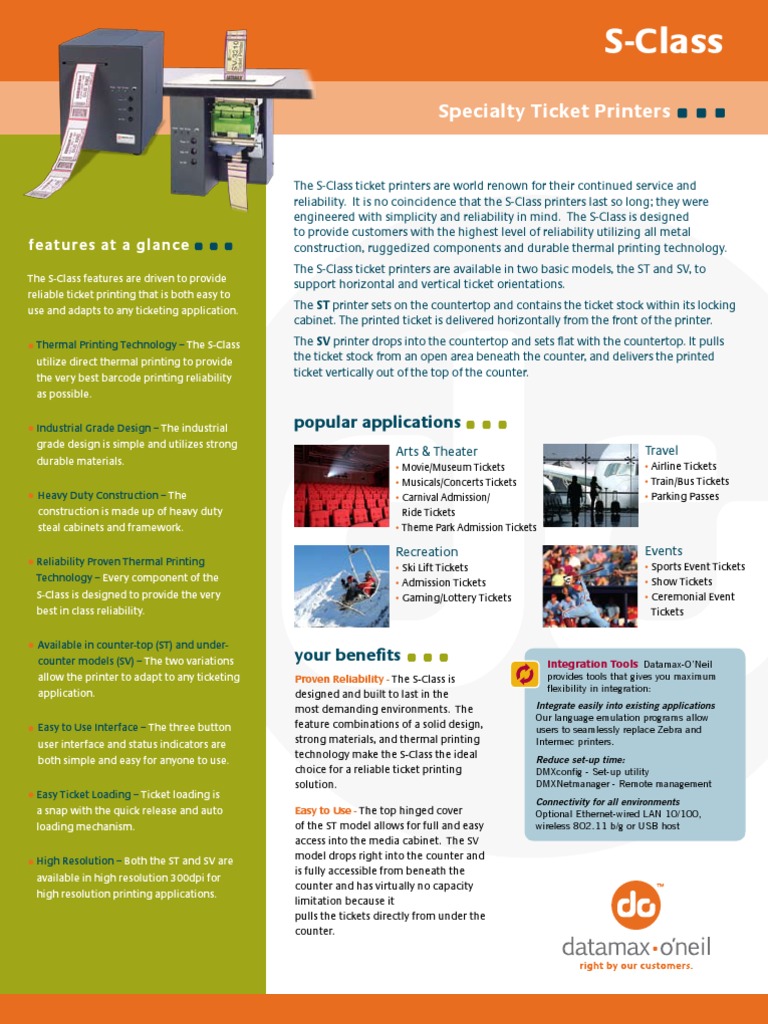 Datamax S-Class Ticket Printer | Download Free PDF | Universal Product Code | Printer (Computing)