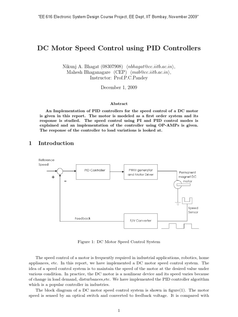 DC Motor Speed Control PID | PDF