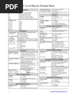 O Level Physics Formula Sheet | PDF | International System Of Units | Force