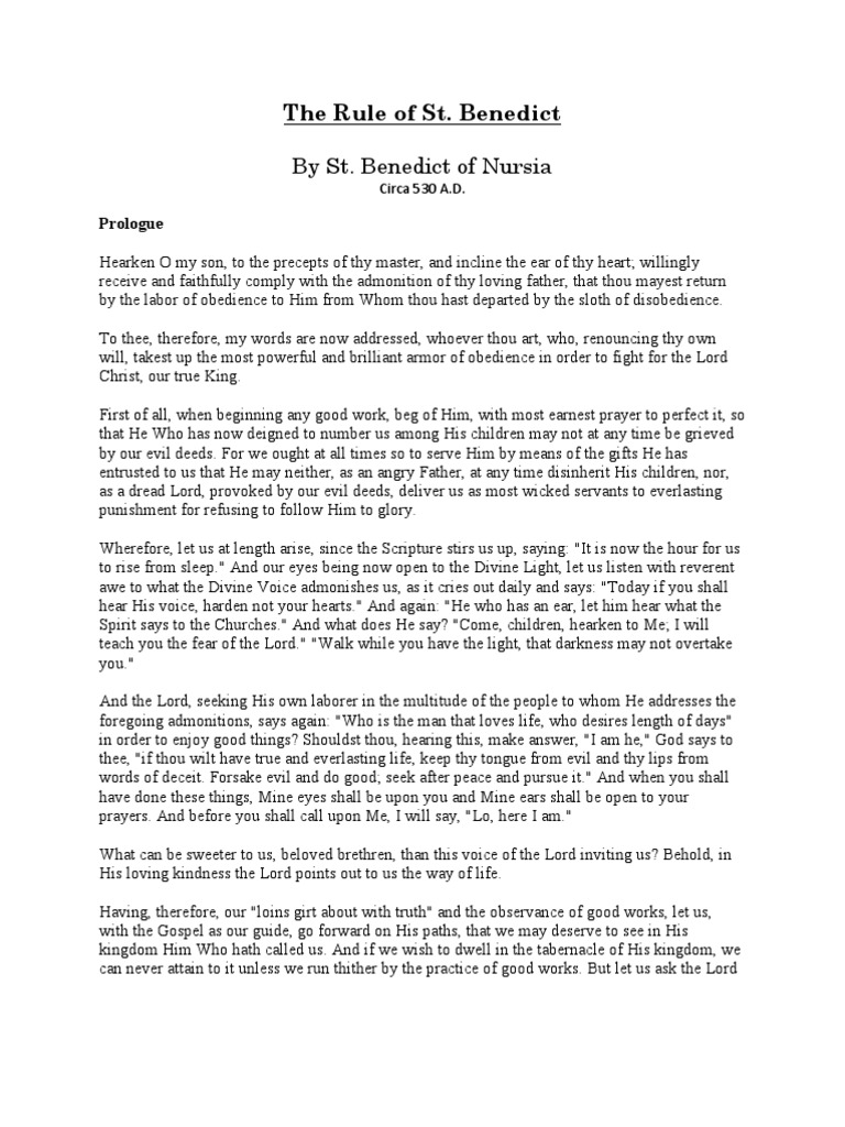 The Rule of ST Benedict | PDF | Christian Behaviour And Experience | Christian Worship And Liturgy