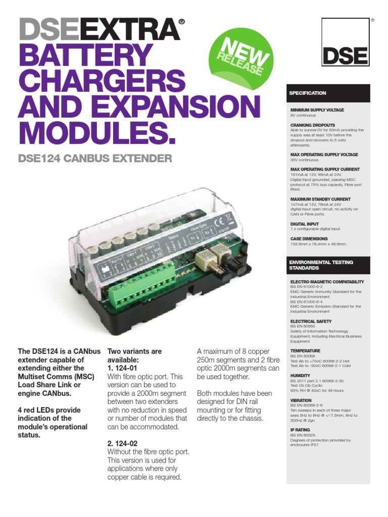 DSE124 Canbus Extender | PDF | Electromagnetic Compatibility | Optical Fiber
