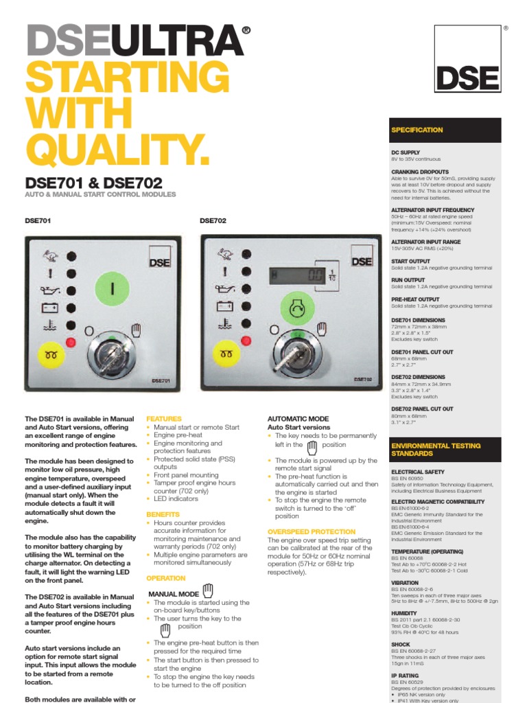 Dse 701 & Dse 702 Auto &manual Start Control Modules | PDF ...