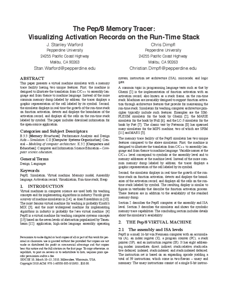 Pep 8 Paper | PDF | Assembly Language | Variable (Computer Science)