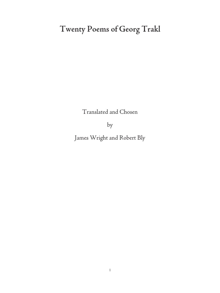 20 Poems by Georg Trakl | PDF | Poetry | Classics