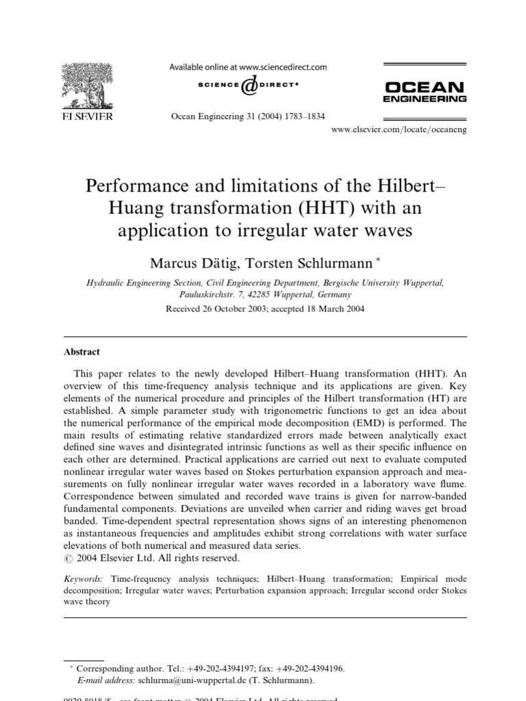 Datig & Schlurmann - Performance and Limitations of The Hilbert-Huang ... Datig & Schlurmann - Performance and Limitations of The Hilbert-Huang ...