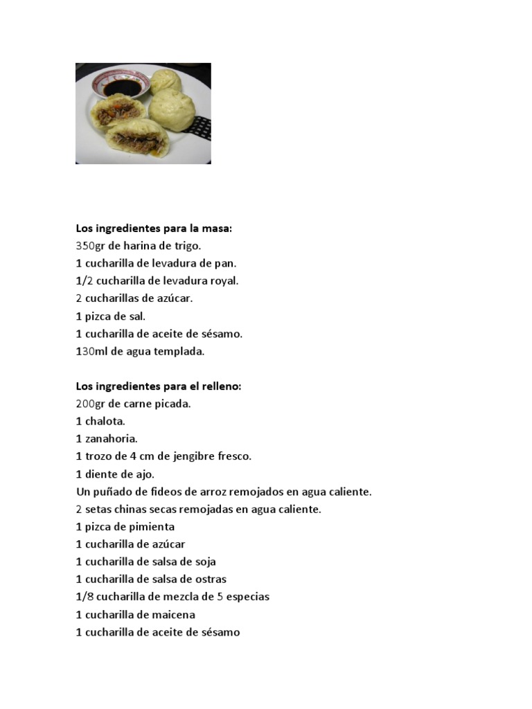 Nikuman. Bollos de Pan Rellenos de Carne. | PDF | Panes | Alimentos