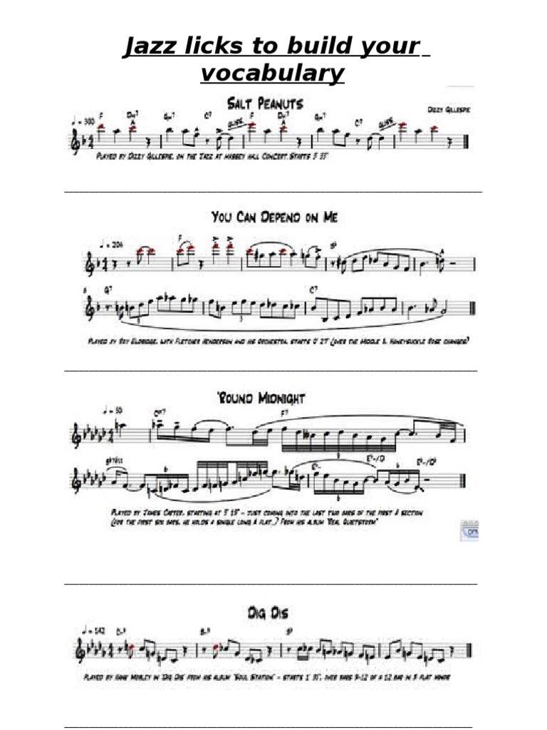 Jazz Licks | PDF | Jazz Music | Entertainment (General)