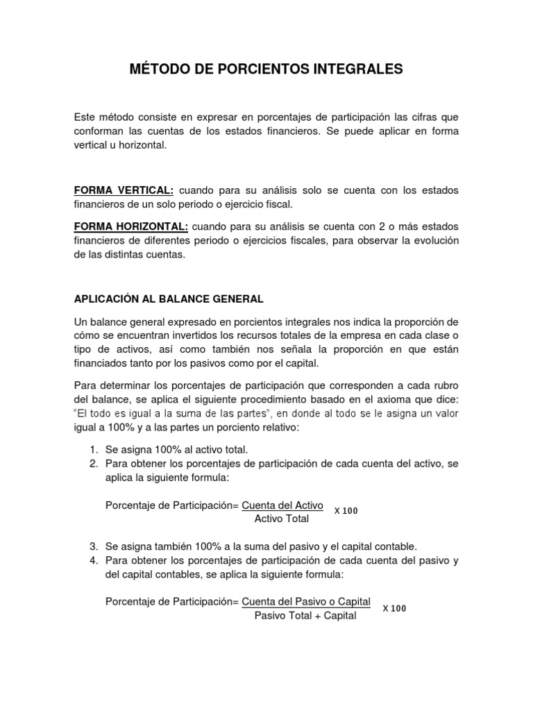 Metodo de Porcientos Integrales