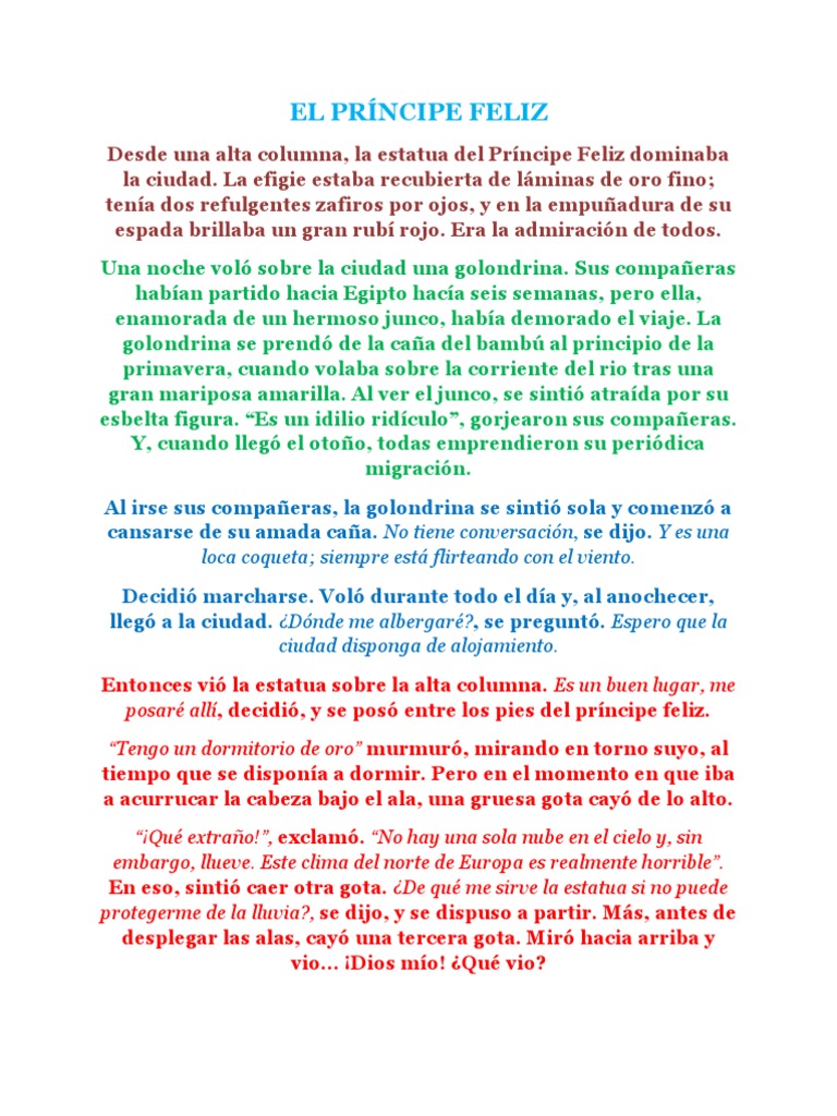 EL PRÍNCIPE FELIZ (Oscar Wilde) | Naturaleza | Prueba gratuita de 30 ...
