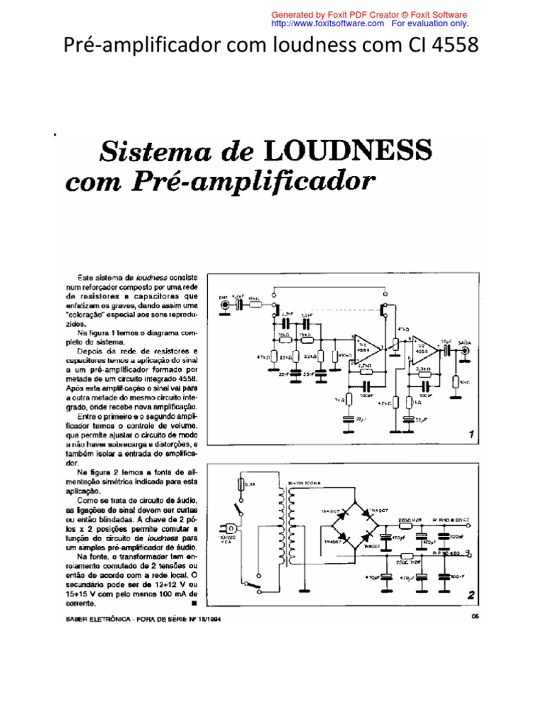Pré-Amplificador Com Loudness Com CI 4558 | PDF