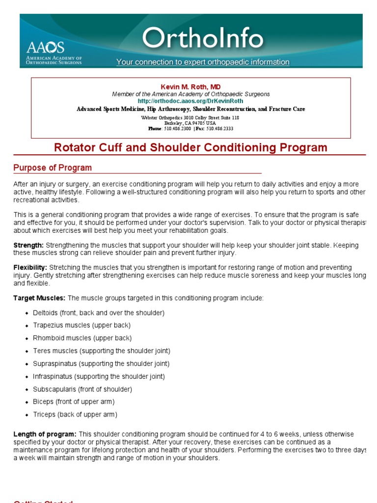Rotator Cuff And Shoulder Conditioning Program Orthoinfo Aaos Shoulder Elbow