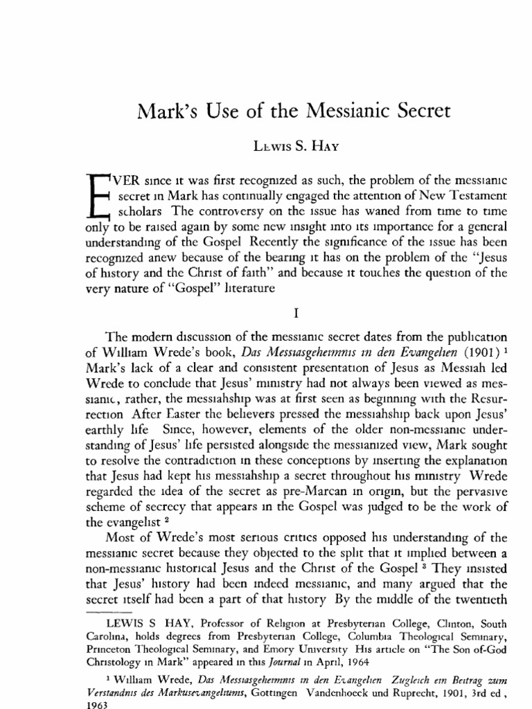 Mark's Use of Messianic Secret | PDF | Gospel Of Mark | Gospel Of Matthew