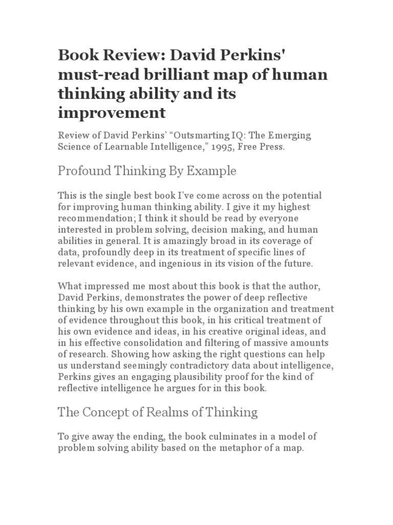 The Concept of Realms of Thinking: A Review of David Perkins' Model of ...