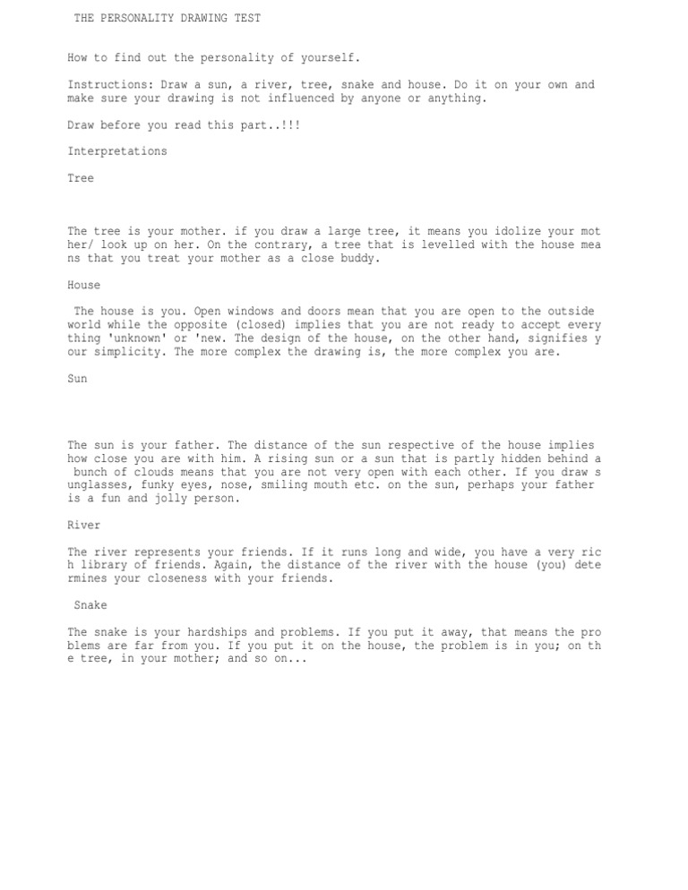 Personality Drawing Test | PDF