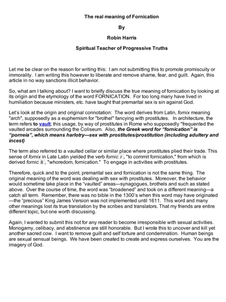 The Real Meaning of Fornication. | PDF